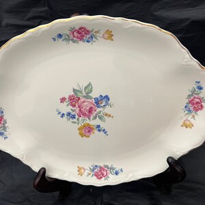 Vtg 1930s Ironstone Floral Turkey Platter by Scio Pottery Hazel Pattern ...