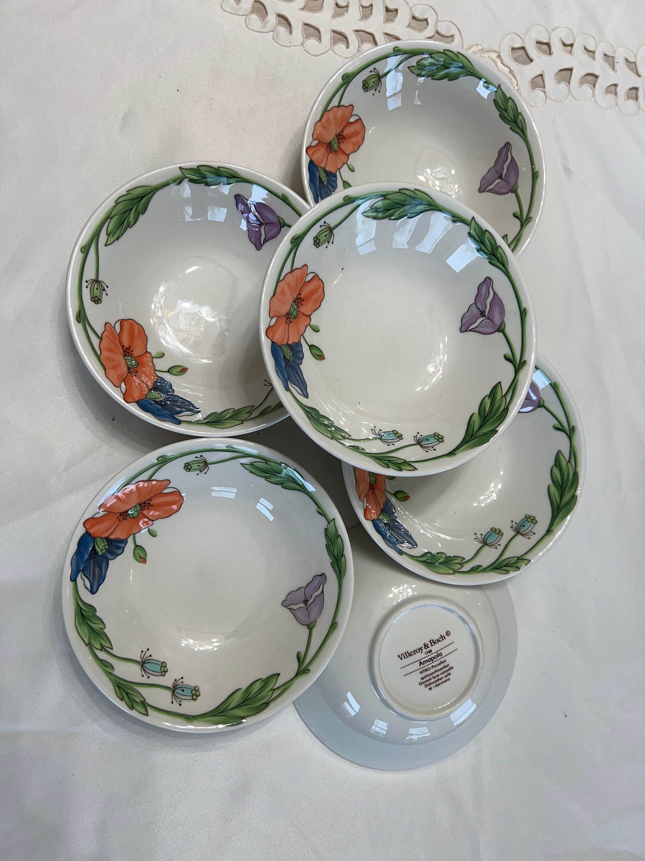 Villeroy And Boch Germany Amapola Floral Set Of 6 Or 4 Coupe Villeroy And Boch Germany Amapola Floral Set Of 6 Or 4 Coupe