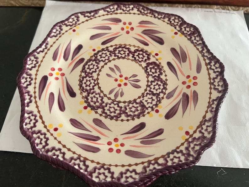 TEMPTATIONS OLD WORLD Purple Dinnerware & Serveware Set of 4 Scalloped ...