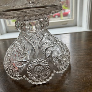 Vintage Cut Glass Punch Bowl Set in Hobstar Pattern With 12 Cups and ...