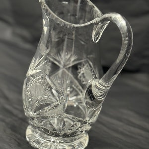 Vintage Cut Crystal Pitcher 8" - Etsy