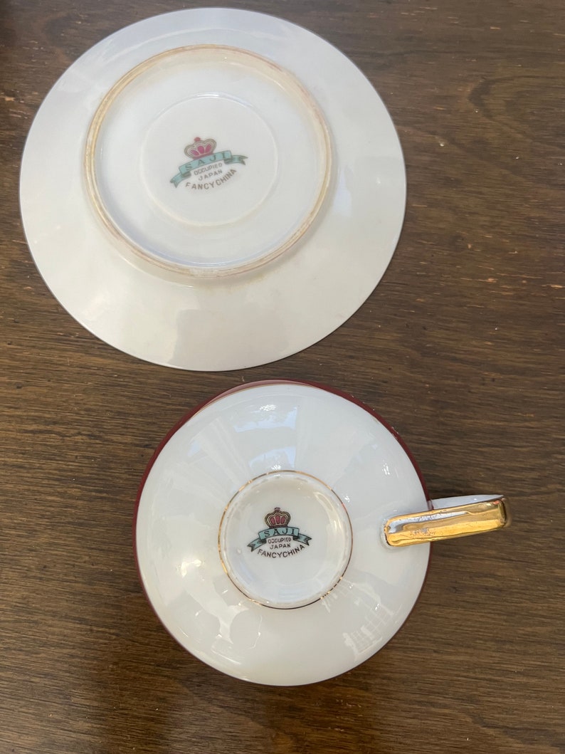 Saji Occupied Japan Fancy China Cup and Saucer Set Orchard Fruit and ...