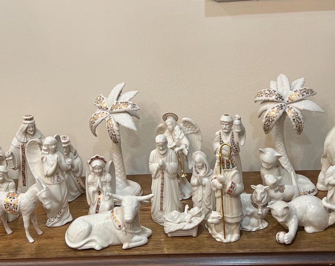 Lenox 1993 the Holy Family and Crystal Star Ornament Jewelled Set ...