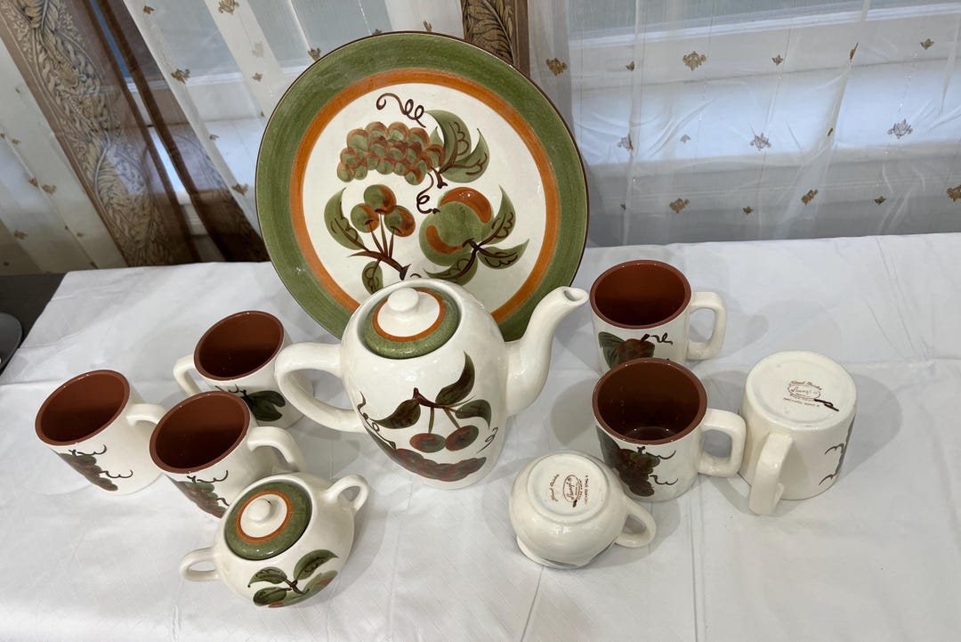Stangl Orchard Song Tea Set: Coffee Serving Set, Salad Dessert Plates ...