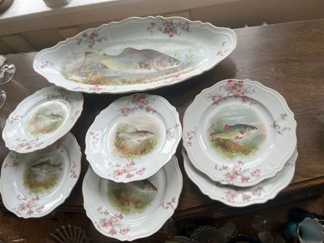 Oscar and Edgar Gutherz O&EG Royal Austria Fish Platter Set With 6 ...