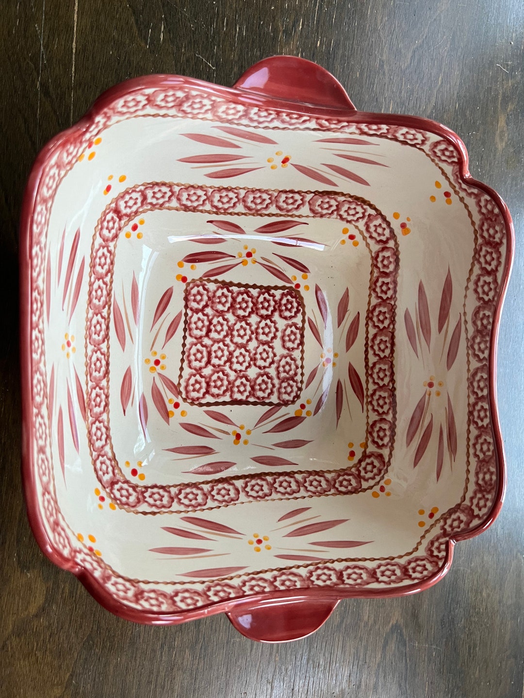 Temp-tations Old Word Cranberry Pattern Presentable Ovenware Bowls - Etsy