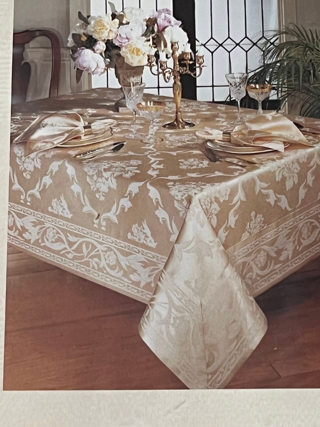 Capri Damask Tablecloth 60 X 84 or 60x 106 Your Choice and 8 Matching ...