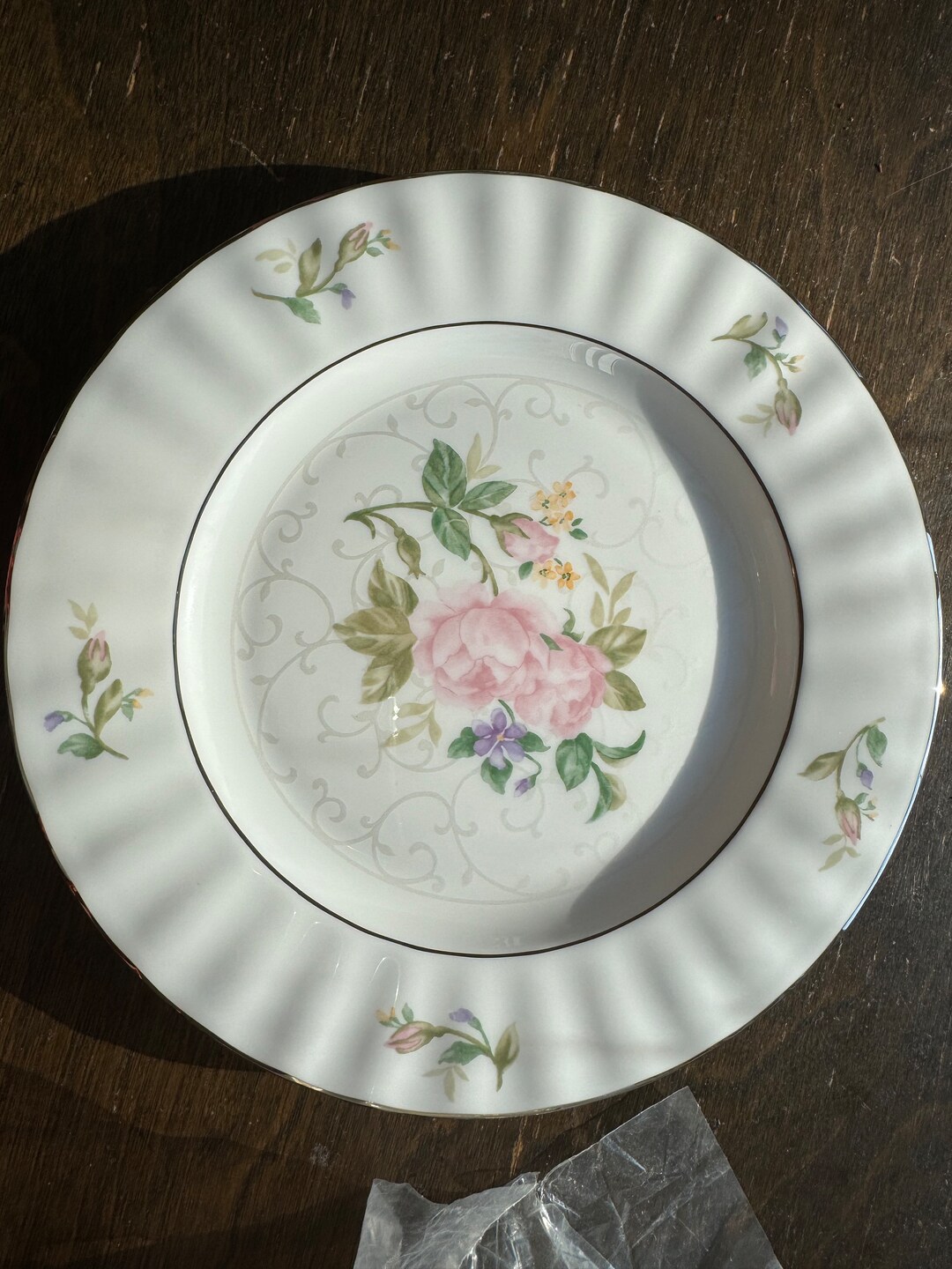 Gorham Lady Anne Salad Plates Set of 3: Pink Rose Floral, Platinum Trim ...
