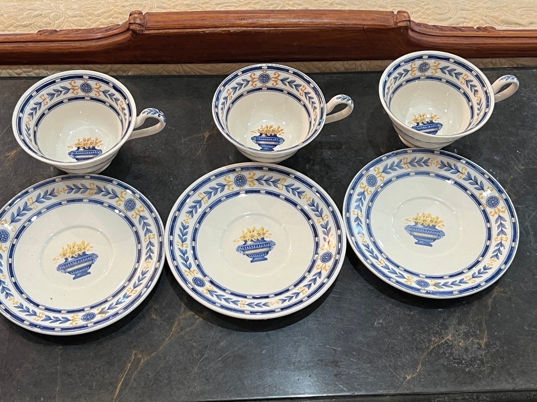 The Etruria (blue Laurel) Dinnerware Choose Footed Cup & Saucer Set or ...