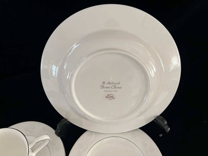 Hallmark Chantilly Lace Dinnerware Set: Platinum Trim Bone China 5 ...