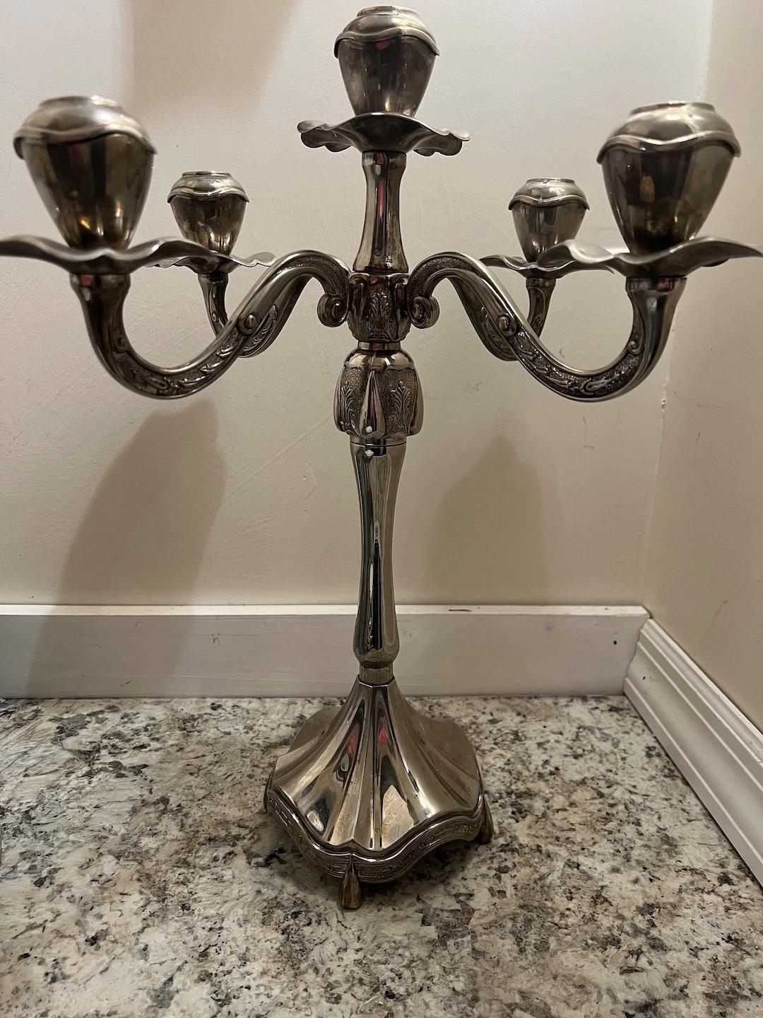 Rare Italian Italian Five Lights Silverplated Candelabras - Etsy