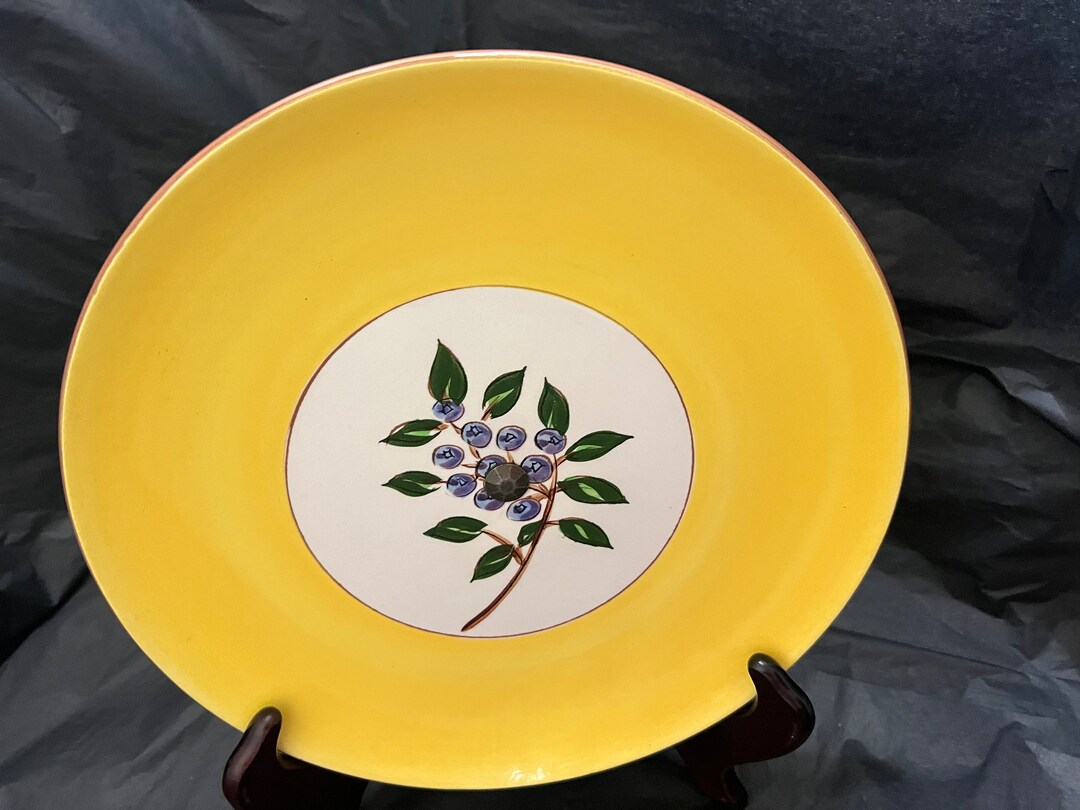STANGL Pottery Blueberry Serving Snack Cookie Yellow Rotary Plate Dish ...