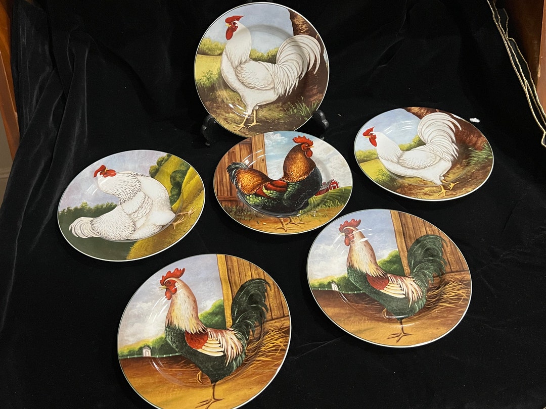 Set of (6) 2002 David Carter Brown "on the Farm" 8.25" Salad Dessert ...