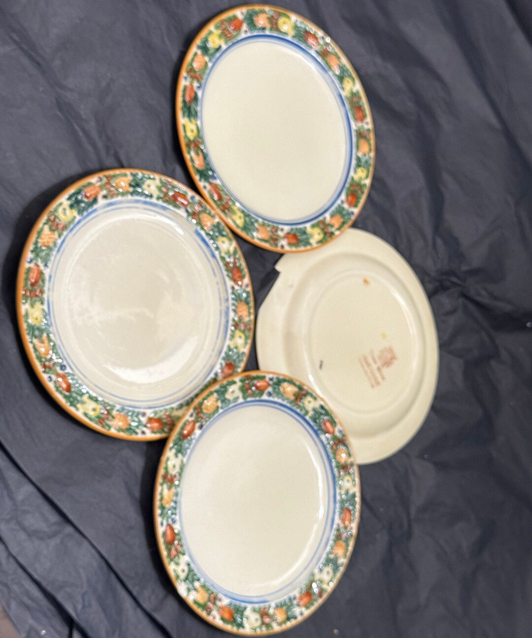 Set/4 Antique Adams Titian Ware Royal Ivory Della Robbia Rim Dessert ...