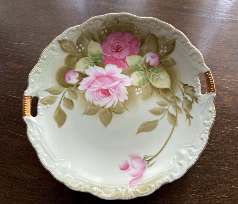 Lefton China Japan Hand Painted Gold Trim Floral Cabinet Plate - Etsy