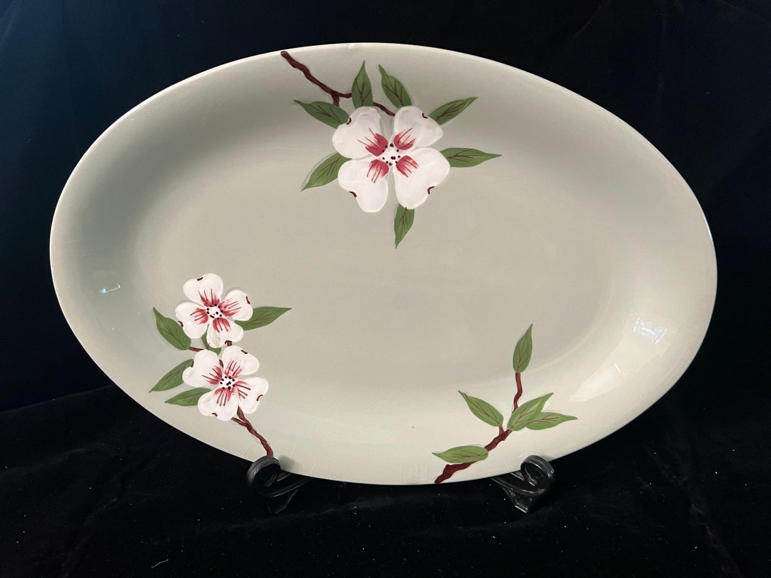Vintage Weil Ware BRENTWOOD 15" Oval Platter California Pottery Green ...