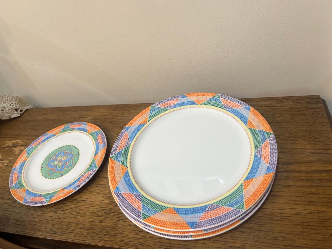 Mikasa ULTIMA + Petit Point Set of (3) Dinner Plates, (1) Salad Plate ...