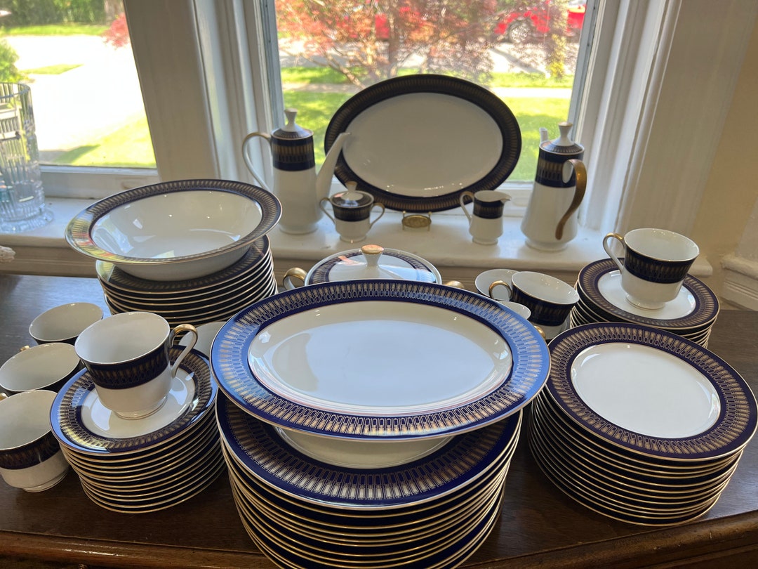 Crystal Clear Imports Dinnerware Cobalt Blue With Gold Fine Porcelain ...