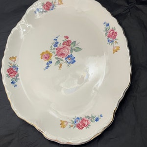 Vtg 1930s Ironstone Floral Turkey Platter by Scio Pottery Hazel Pattern ...