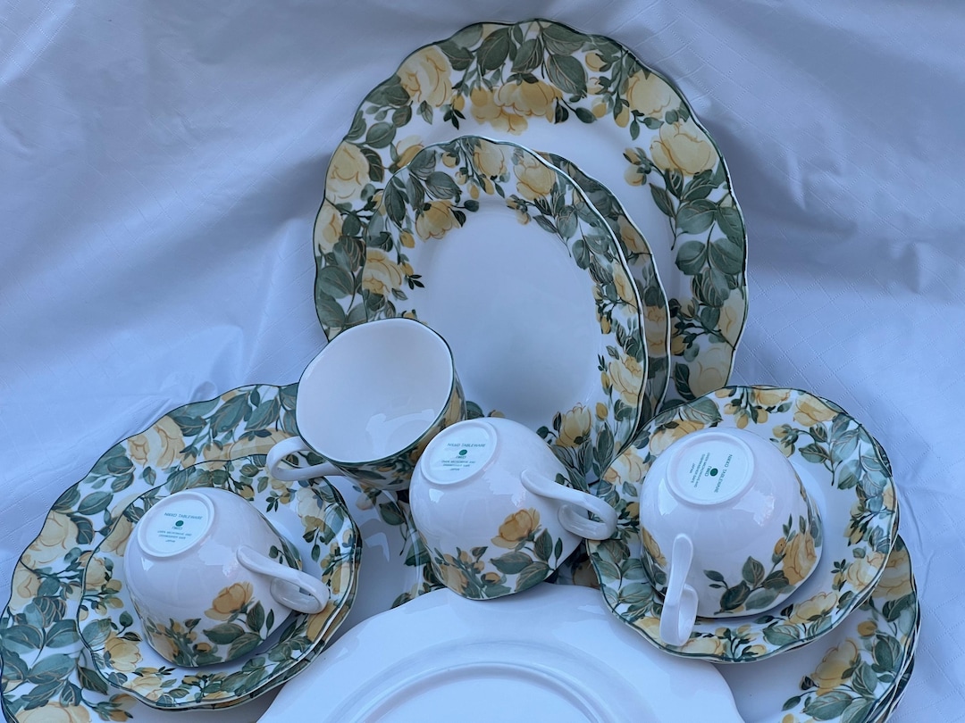 Nikko Gracious Yellow Flowered Vintage 1990's by Nikko Tableware 16 Pc ...