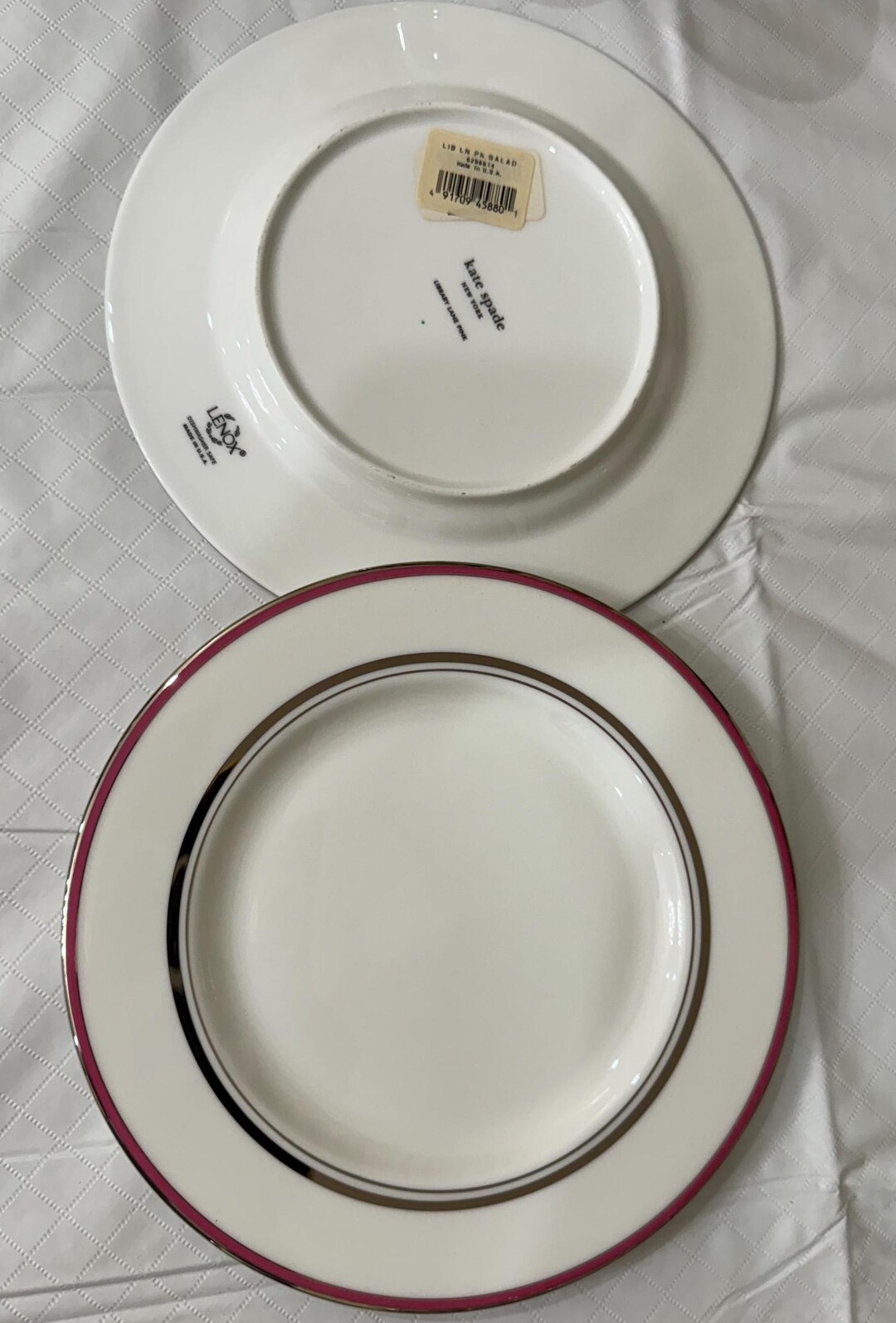 Kate Spade Library Lane Salad Plates: Pink Platinum Trim, Set of 4 - Etsy