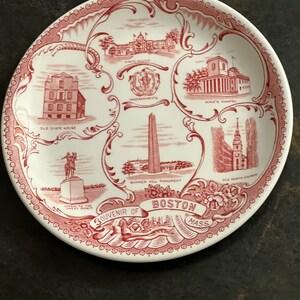 Olde English Staffordshire John Roth England Souvenir of Boston Plate ...