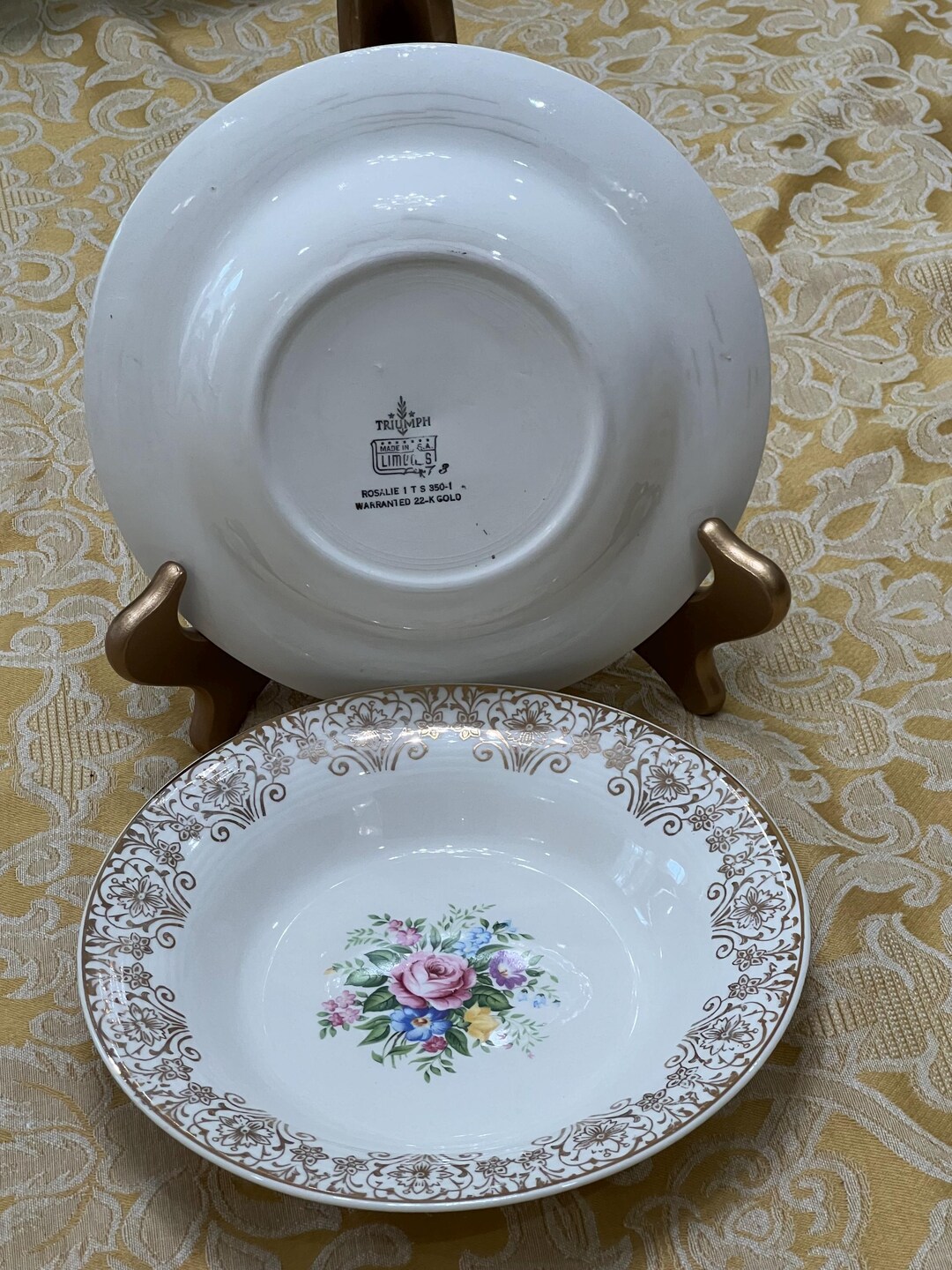Triumph Limoges Rosalie Floral Bowls/plates - 22K Gold Accent - Etsy