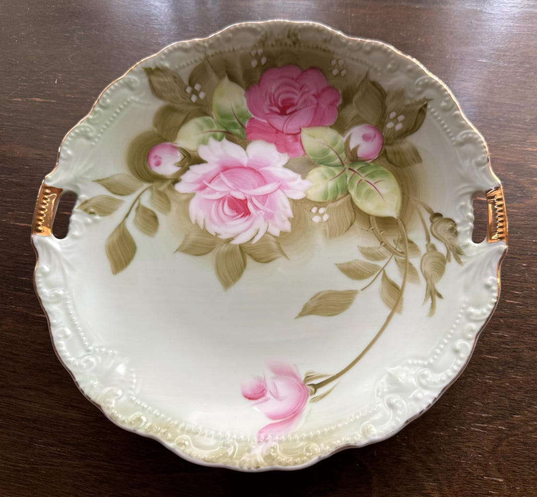 Lefton China Japan Hand Painted Gold Trim Floral Cabinet Plate - Etsy