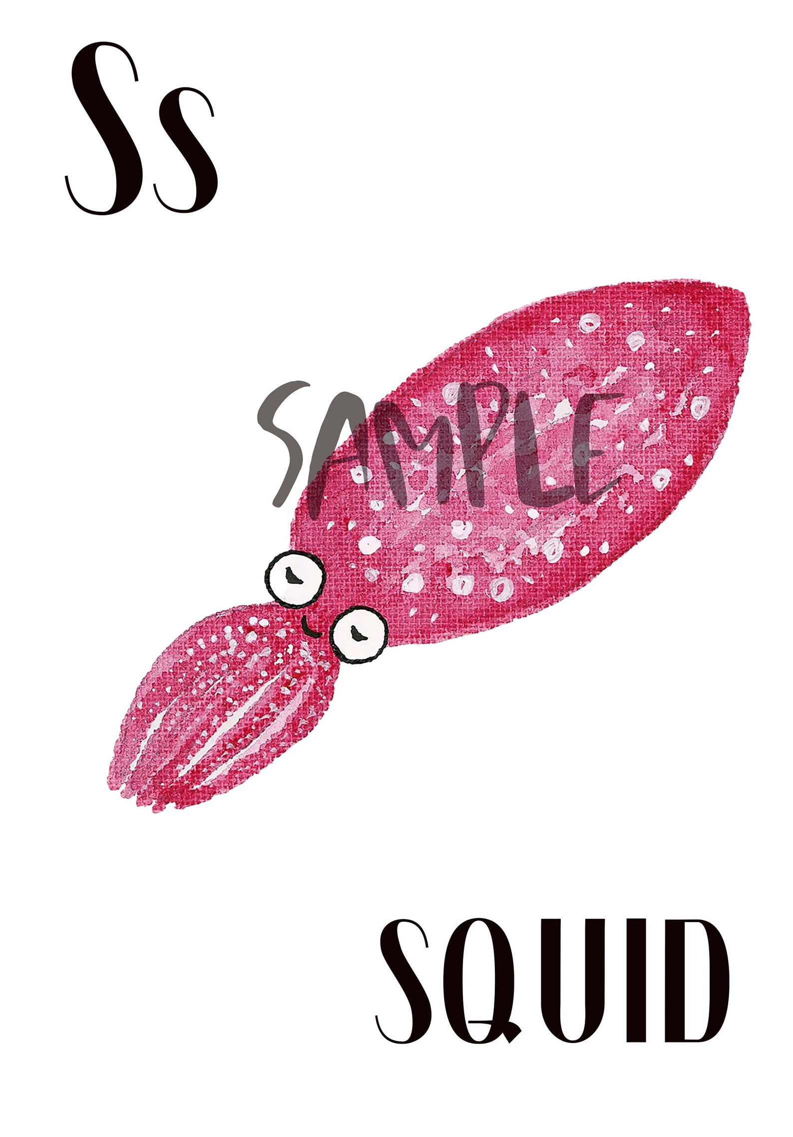 Alphabet Squid Nursery Digital Art Print - Etsy