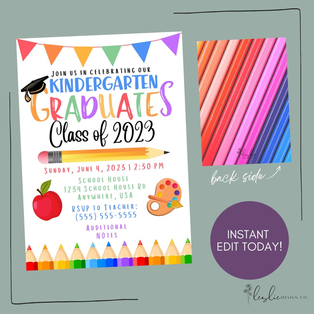 Kindergarten Graduates Invite | 5x7 | Digital Download | Editable - Etsy