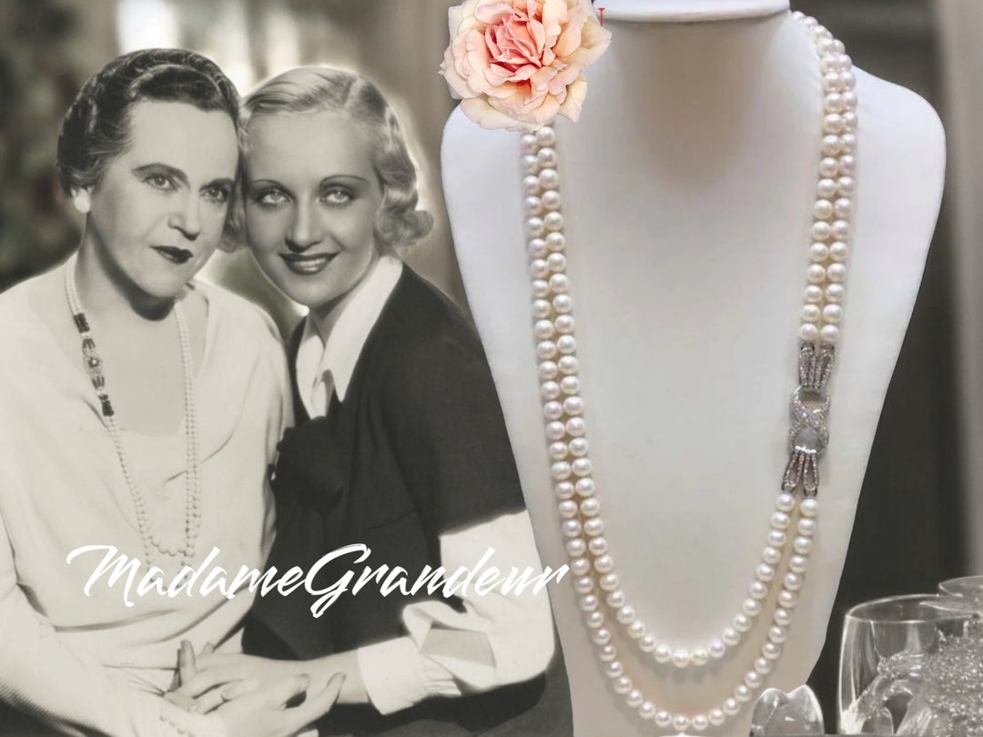 Beautiful, vintage 1920s Art Deco double string of natural freshwater ...