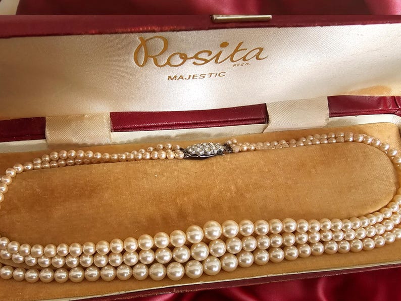 Beautiful Vintage 1920s Art Deco Antique Triple Strand off White Pearl ...