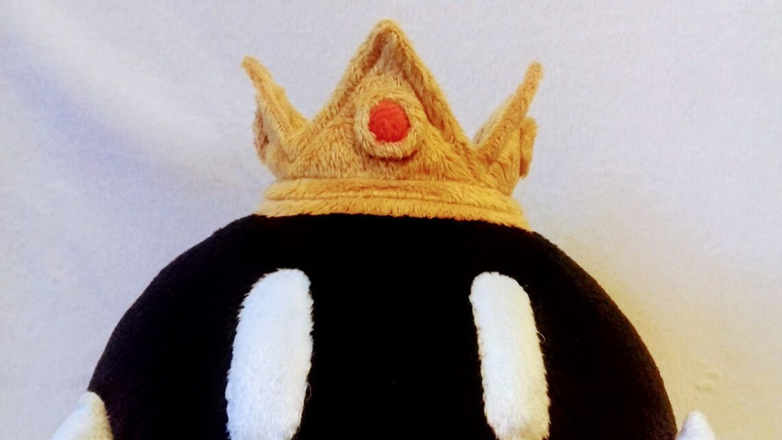 Custom plush toy inspired King Bob-omb Super Mario party. | Etsy