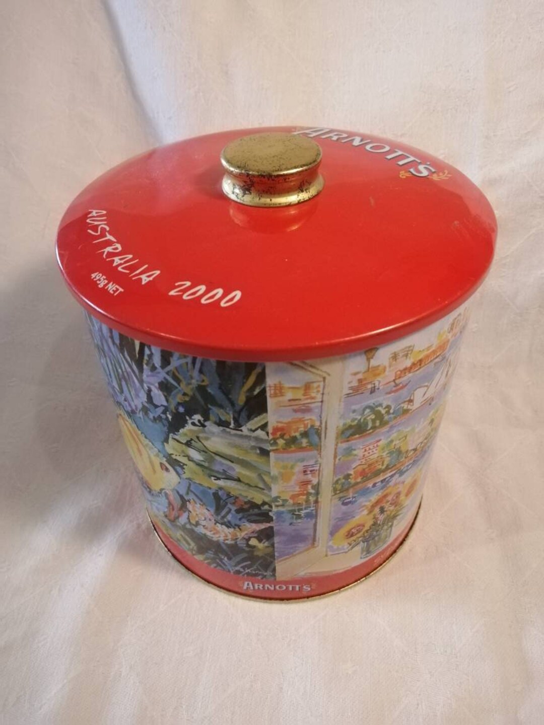 Vintage Arnott's Eva Hannah australia 2000 Desiccant Biscuit Canister ...