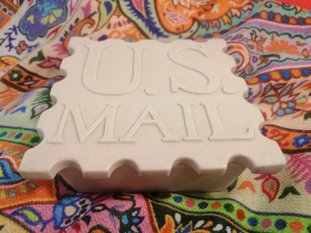 Vintage US Mail Ceramic Postage Stamp Box or Holder, Porcelain Trinket ...