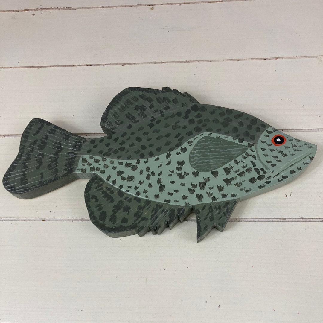 Black Crappie, Hand Painted Fish, Folk Art Fish Wood, Wood Fish Wreath ...