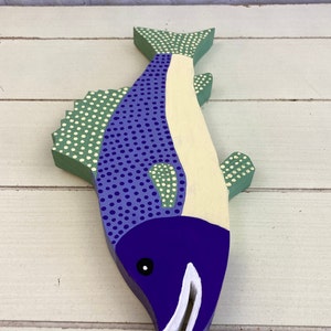 Whimsical Wooden Fish Hand Painted Brightly Colored Fish, Patio or Pool ...
