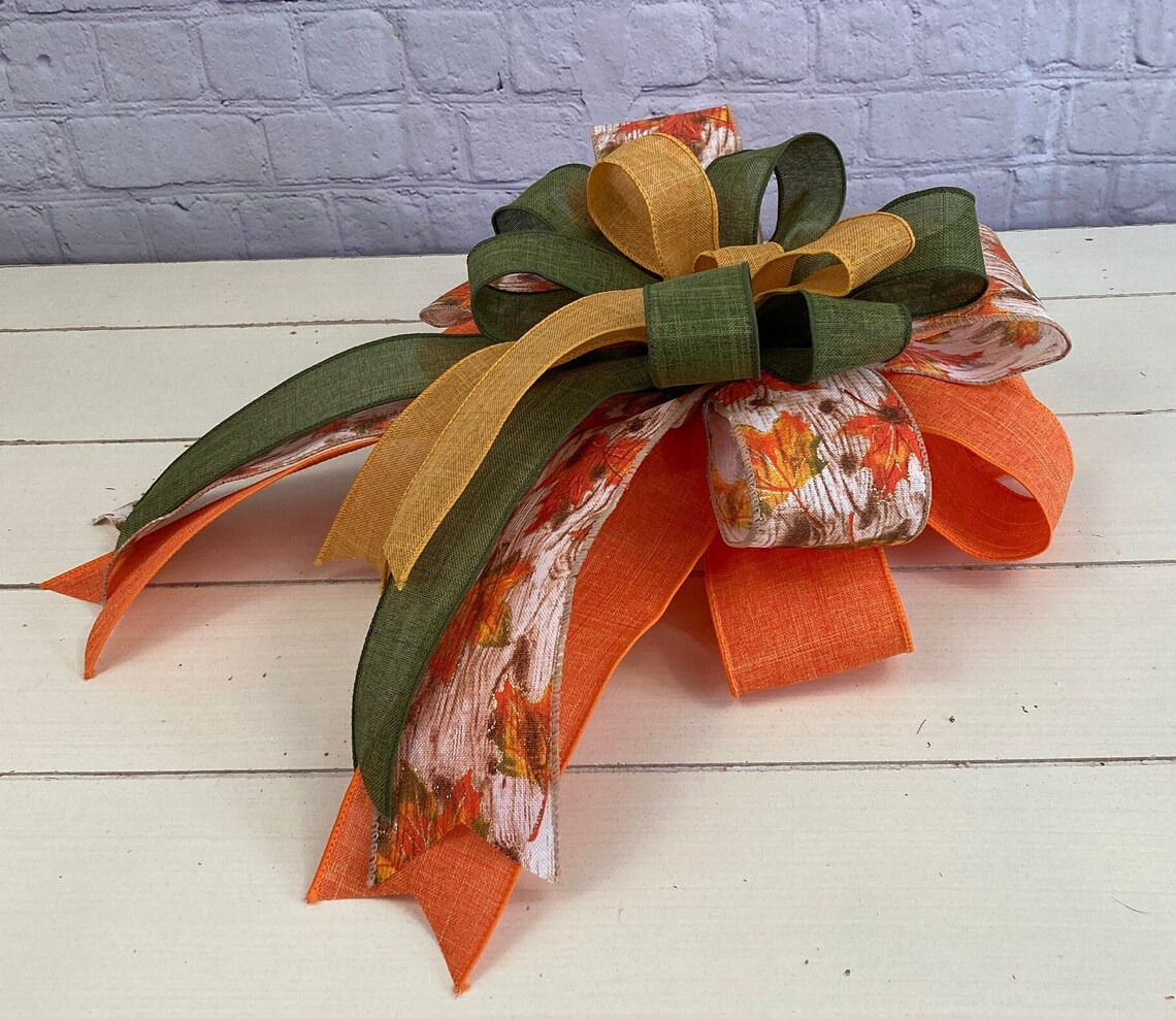 Decorative Fall Bow for Wreath; Lantern; or Door Hanger, Autumn Bow for ...