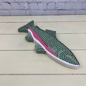 Rustic Rainbow Trout Hand Carved and Painted, Wooden Folk Art Fish ...