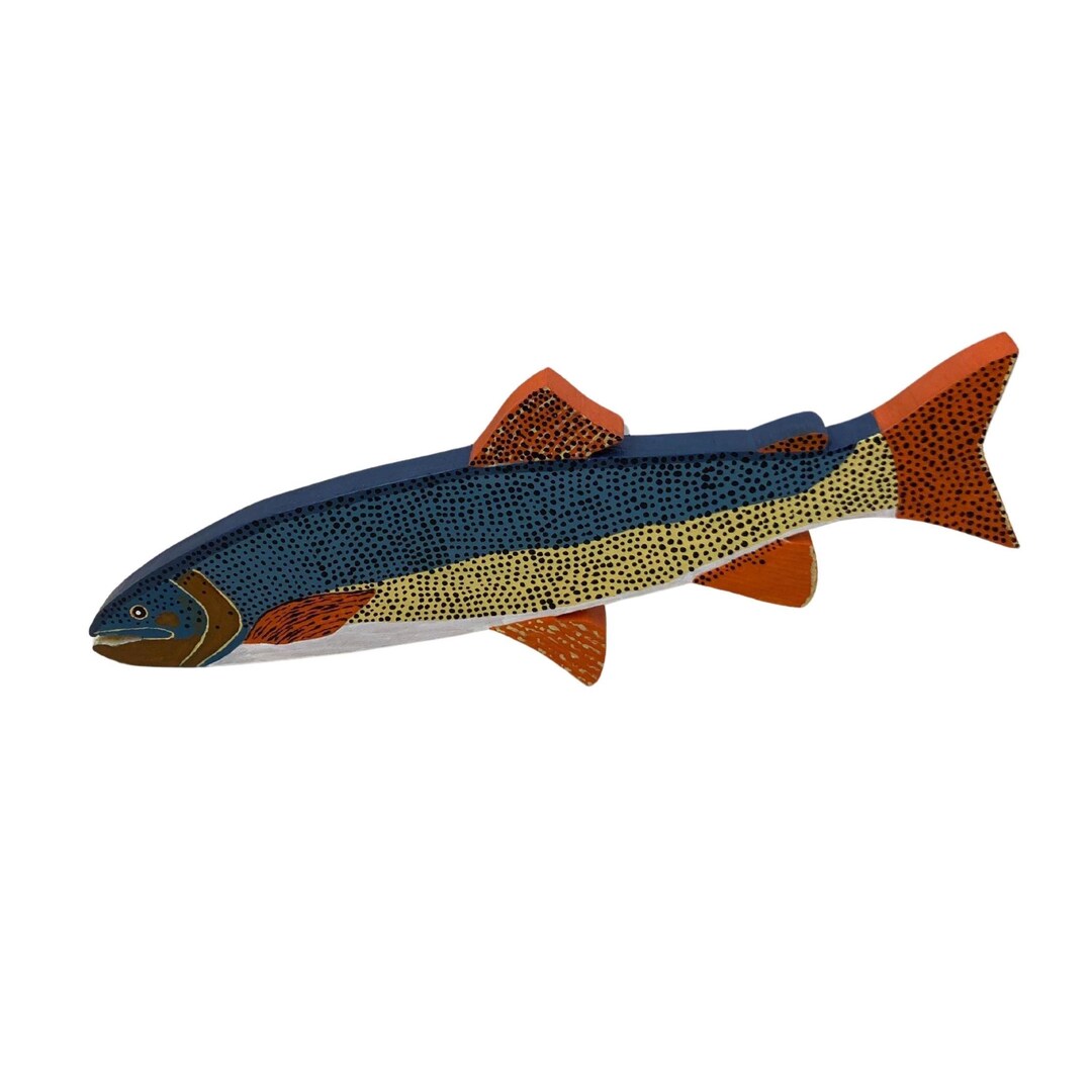 Colorful Wooden Trout Wall Decor, Hand Painted Fish Art, Rustic Lake ...