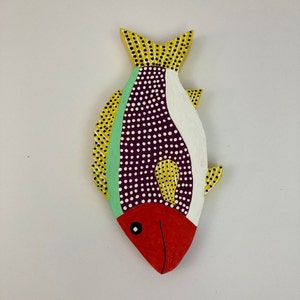 Whimsical Wooden Fish; Hand Painted Brightly Colored Fish, Patio or ...