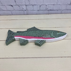 Rustic Rainbow Trout Hand Carved and Painted, Wooden Folk Art Fish ...