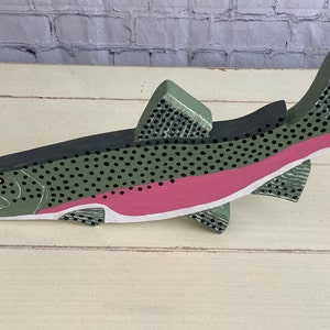Set of 3 Trout Hand Carved and Painted Wooden Folk Art Fish, Fresh ...