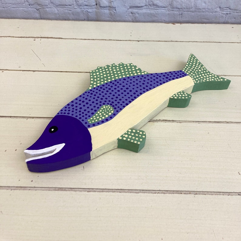 Whimsical Wooden Fish; Hand Painted Brightly Colored Fish, Patio or ...