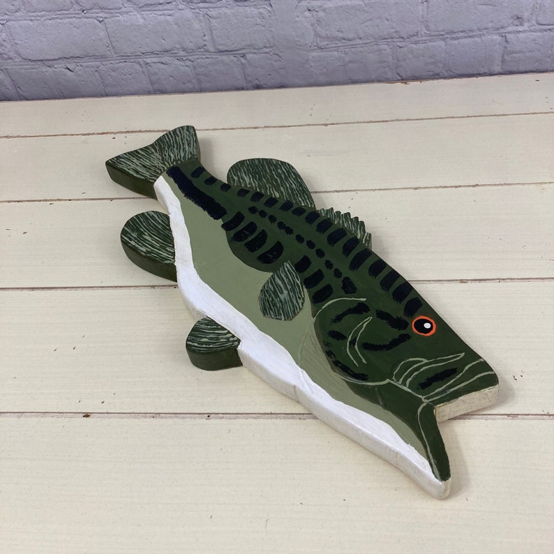 Signs Home & Living Smallmouth Bass Hand Carved Painted Wooden Fish ...