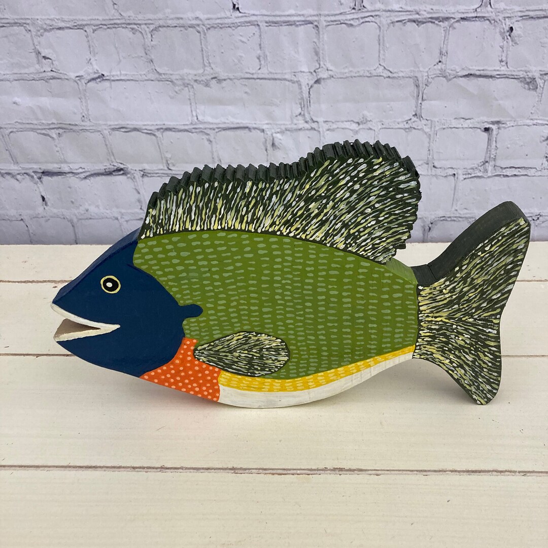 Sunfish, Hand Painted Wooden Fish, Folk Art Fish Wood, Fresh Water Fish ...