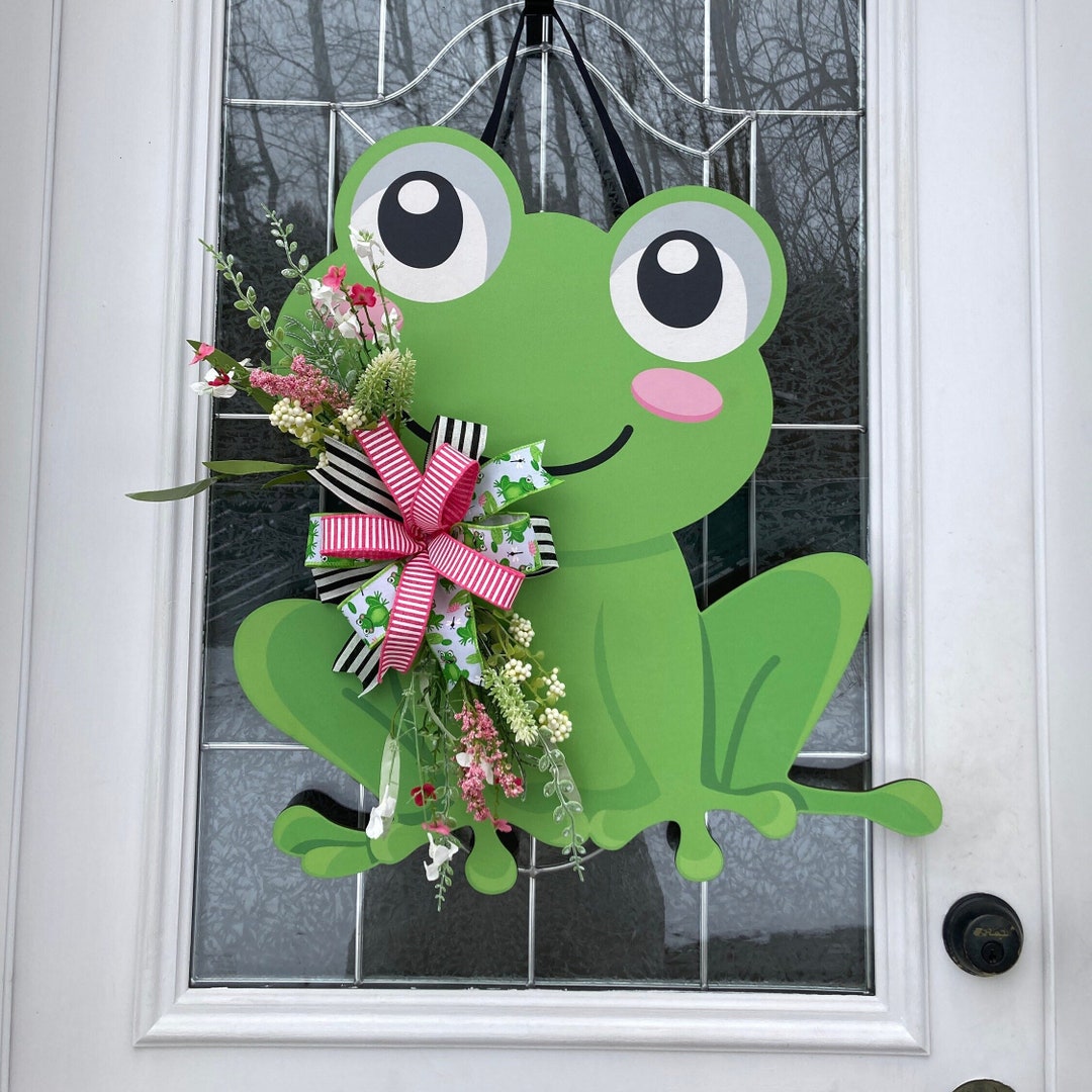 Frog Door Hanger/swag Frog Wreath Front Door Decor Whimsical Frog Sign ...