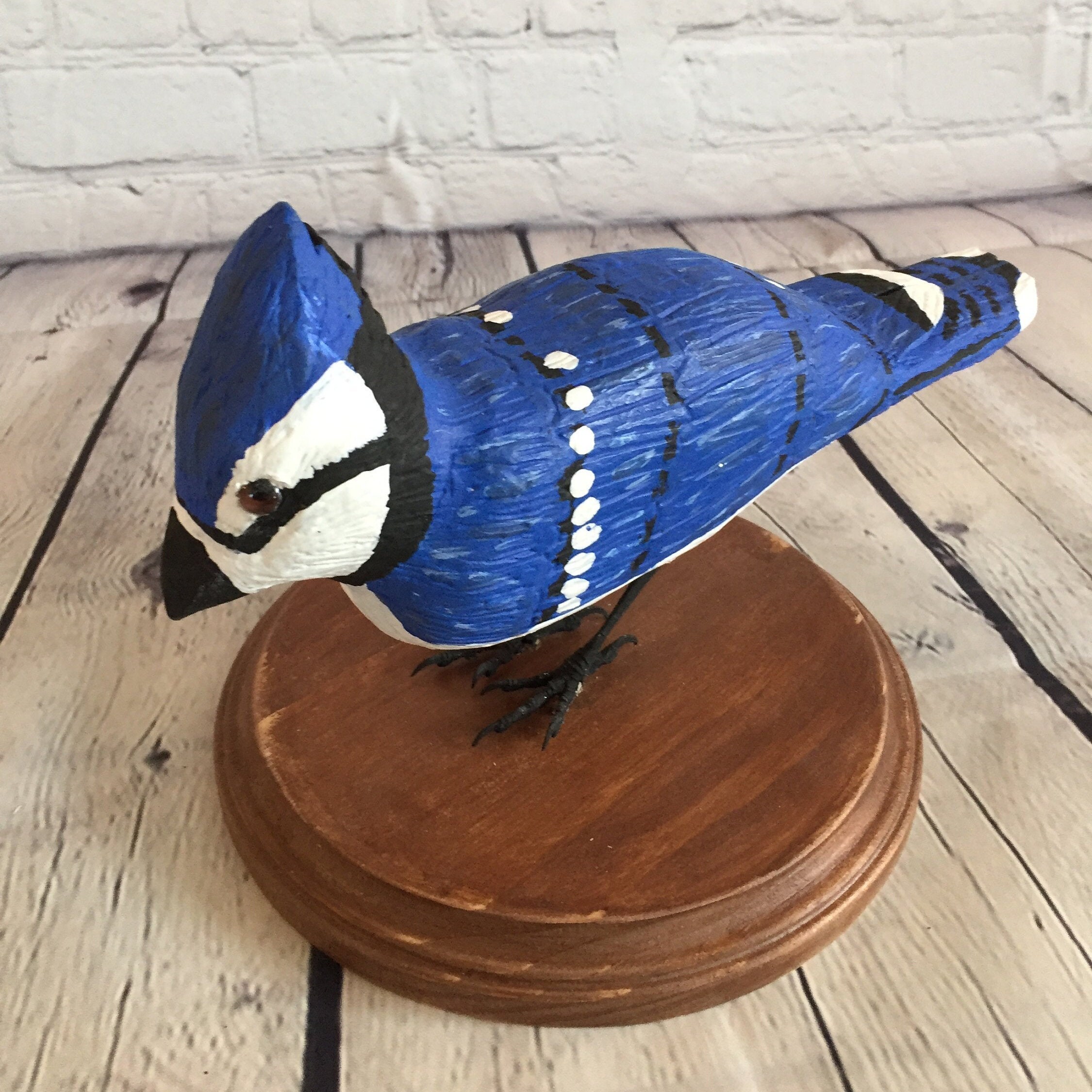 Rustic Blue Jay Wood Carving Bird Art Wooden Figurines and - Etsy.de