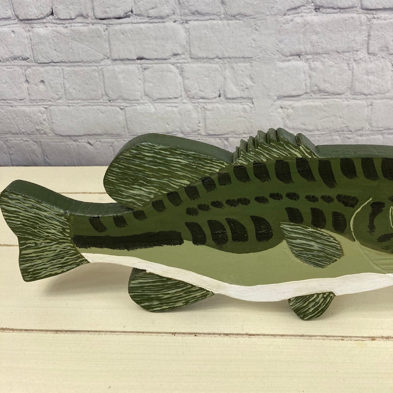 Signs Home & Living Smallmouth Bass Hand Carved Painted Wooden Fish ...