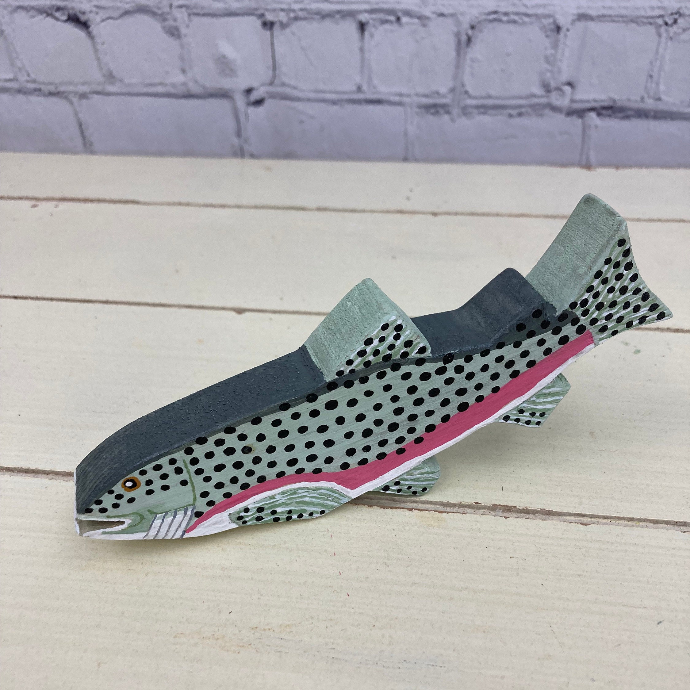 Small Curved Rustic Rainbow Trout Hand Carved and Painted - Etsy